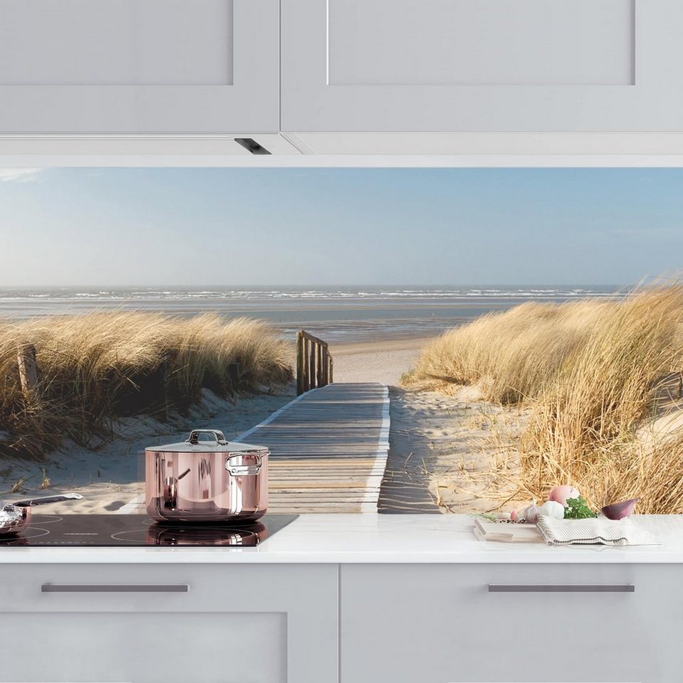 Bilderdepot24 Küchenrückwand Beige Dekor Natur Strand Meer Ostsee