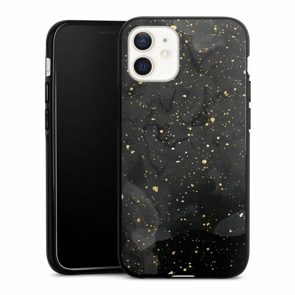Deindesign Handyhülle Marmor Glitzer Look Gold And Kupfer Marble Black