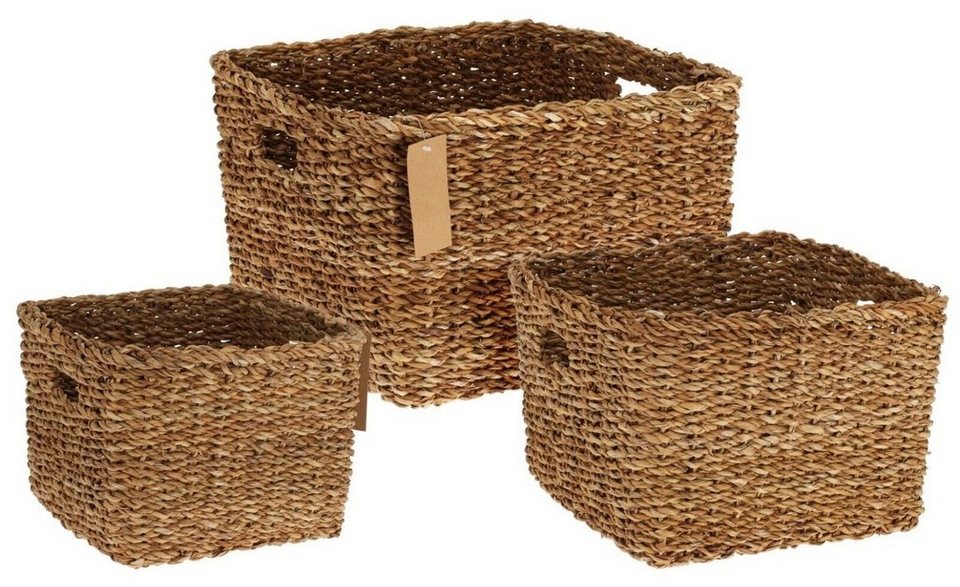 Meinposten Aufbewahrungskorb 3 Körbe Aufbewahrungskörbe Seegras Korb