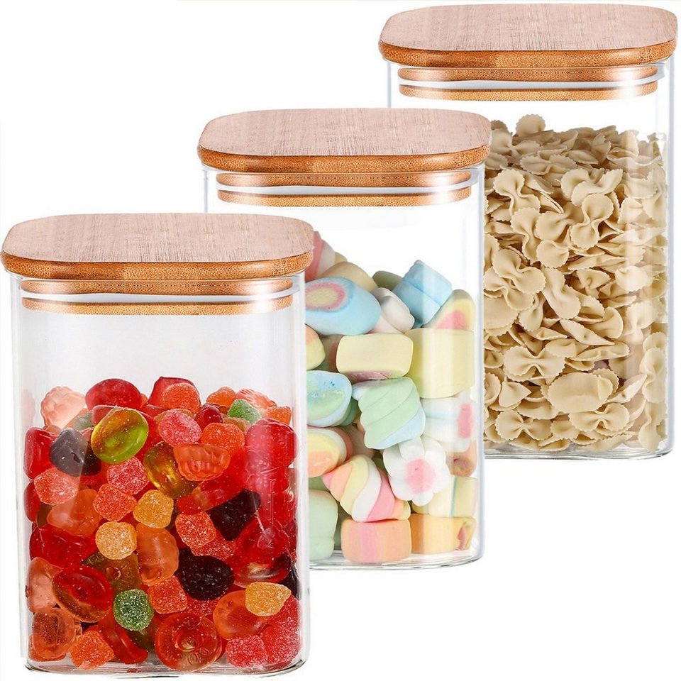 Praknu Vorratsglas »3 Vorratsgläser ECKIG«, Glas, (Set, 3-tlg., 3 Tlg ... Praknu Vorratsglas »3 Vorratsgläser ECKIG«, Glas, (Set, 3-tlg., 3 Tlg ...