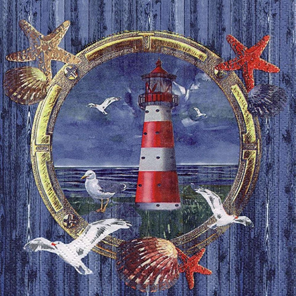 Linoows Papierserviette 20 Servietten Maritim Bullauge Fenster Mit