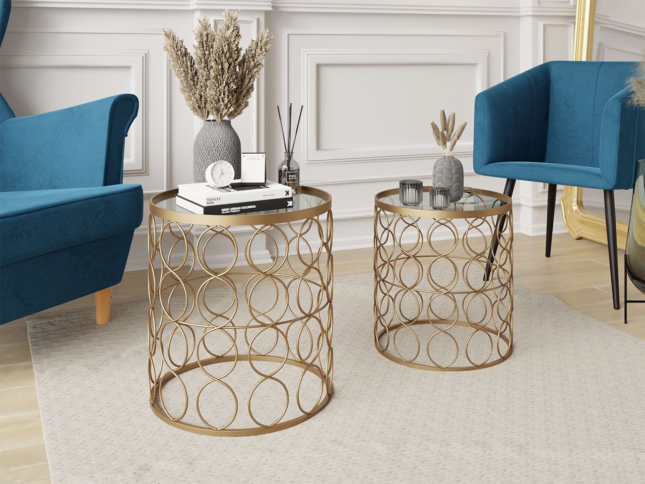 Mirjan24 Couchtisch Archi 2er Set Runder Kaffeetisch