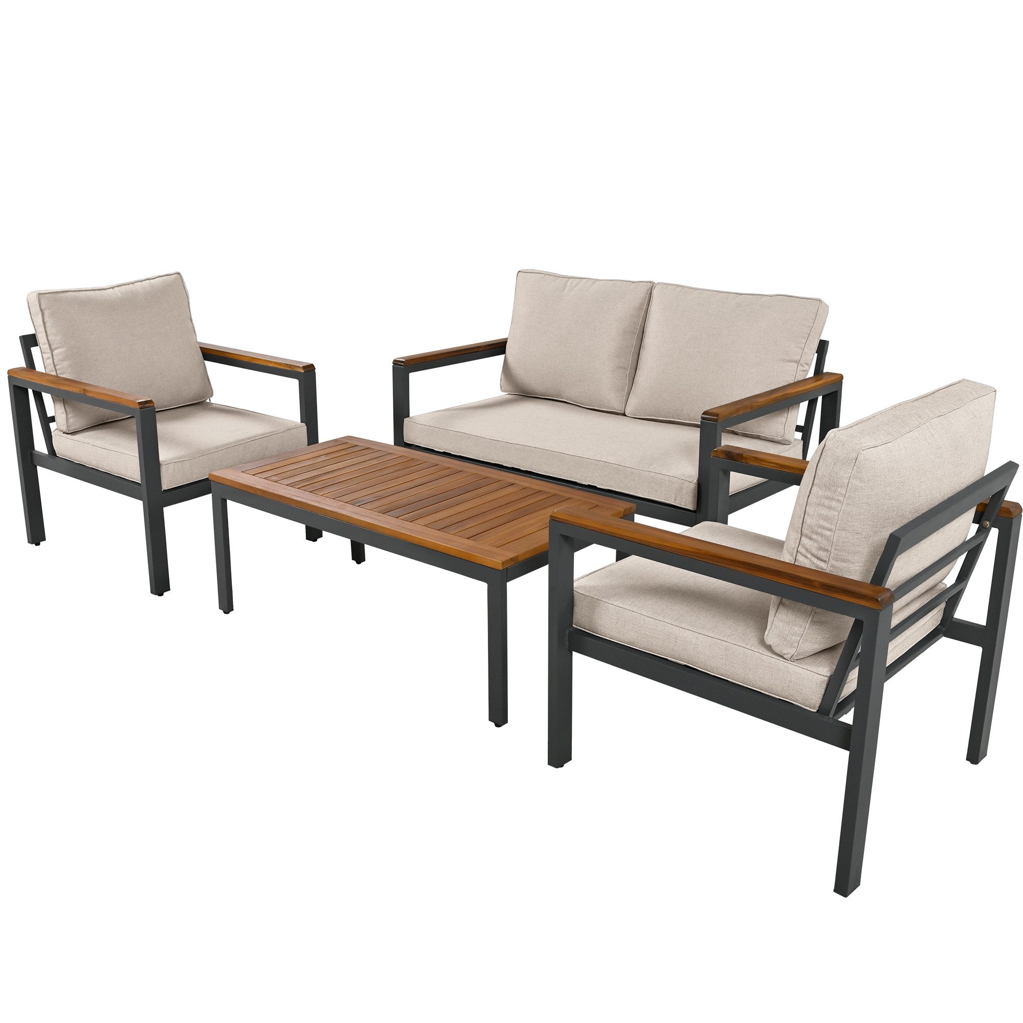 Ideasy Gartenlounge Set Gartenmöbel Set 4 Tlg Breites Outdoor Möbel
