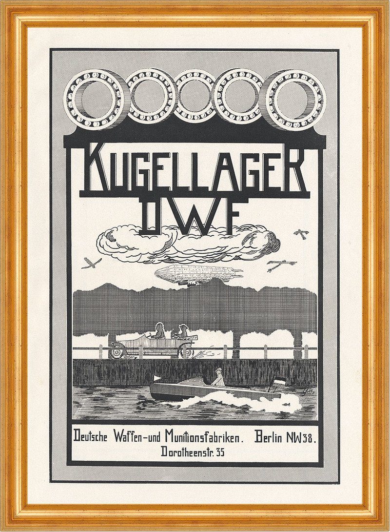 Kunstdruck DWF Kugellager Zeppelin Boot Flugzeug Plakat Braunbeck Motor ...