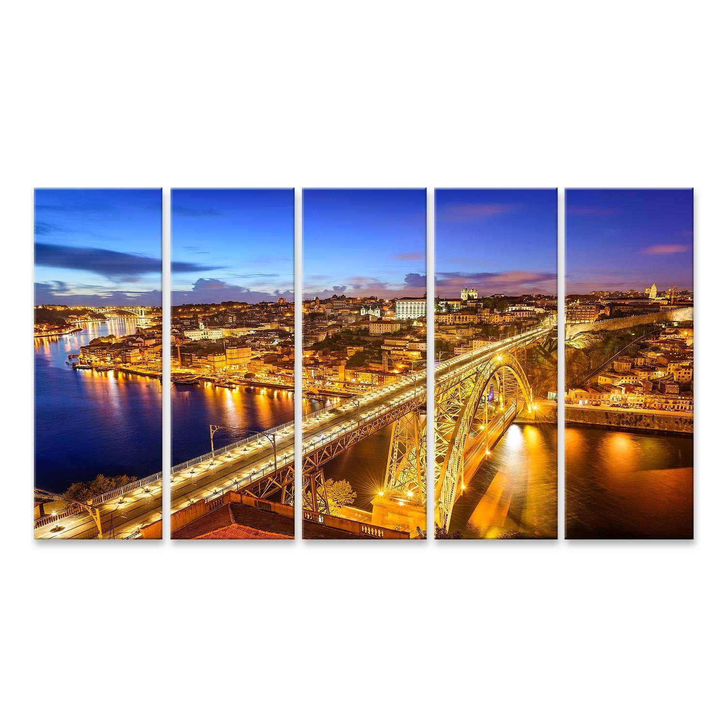 islandburner Leinwandbild Bild auf Leinwand Porto Portugal Skyline über den Fluss Douro. Wandbil