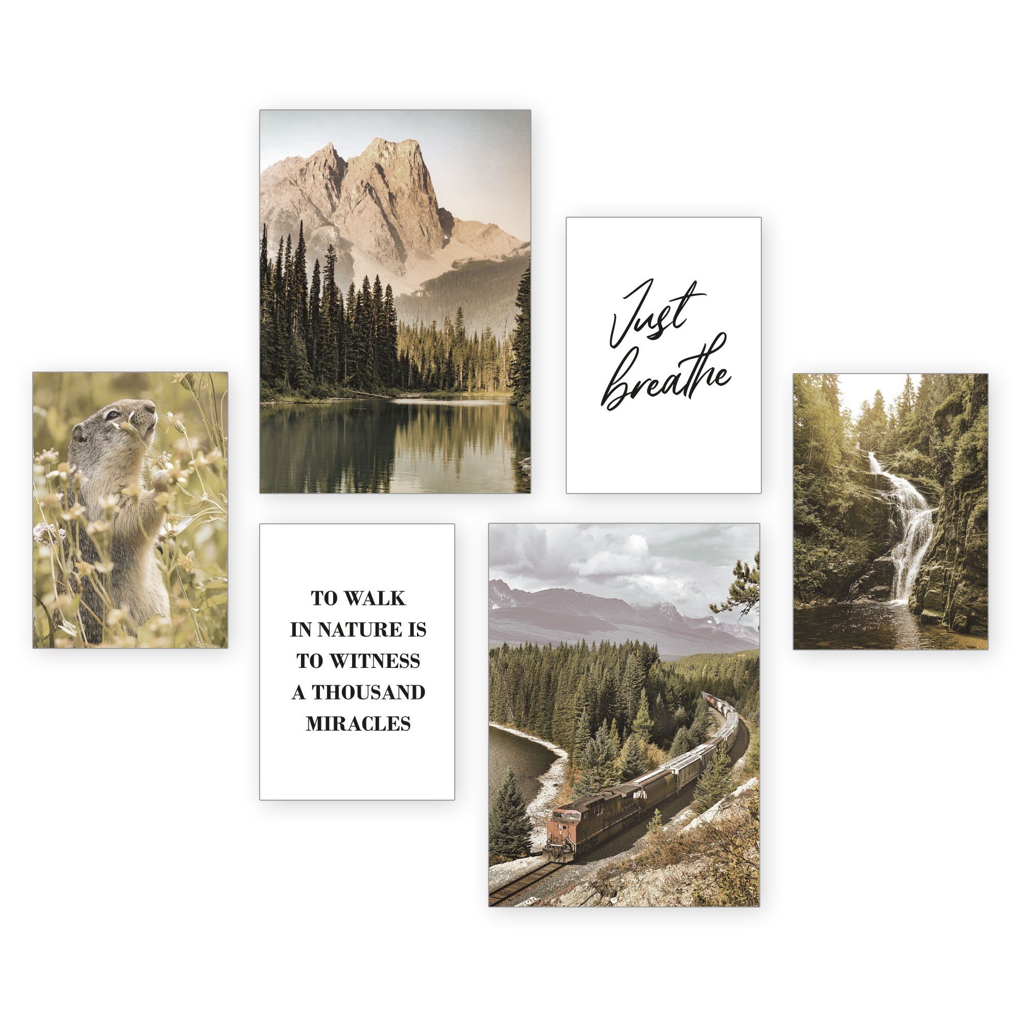 Kreative Feder Poster Landschaft Natur Reisen Berge Wasserfall