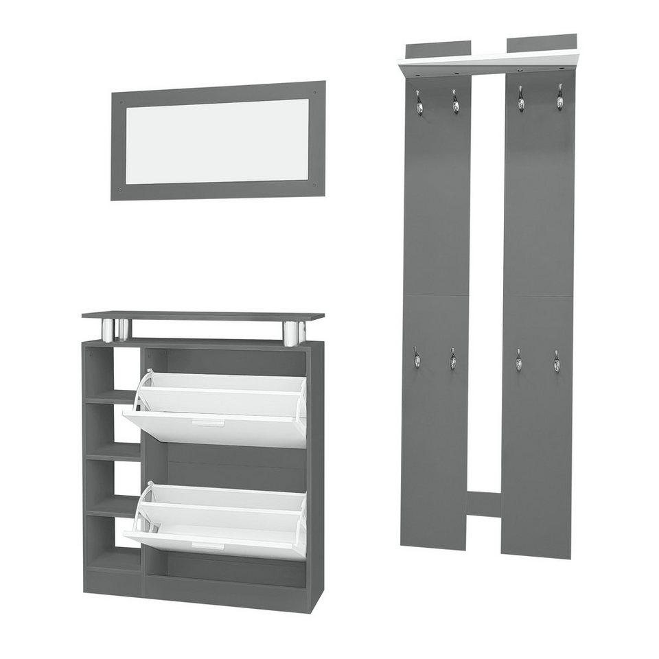 Hauss Spole Garderoben Set Mit Spiegel 2 Wandpaneelen Regalwand Und
