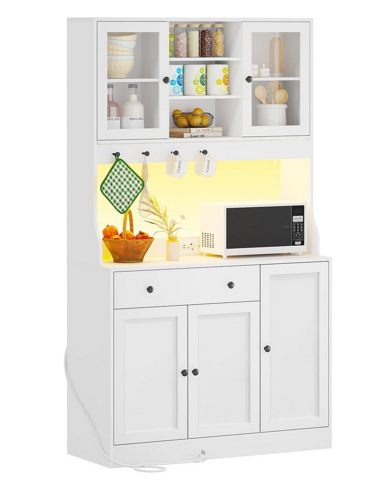 Msmask Küchenbuffet Küchenschrank Sideboard Mit Led Arbeitsplatte