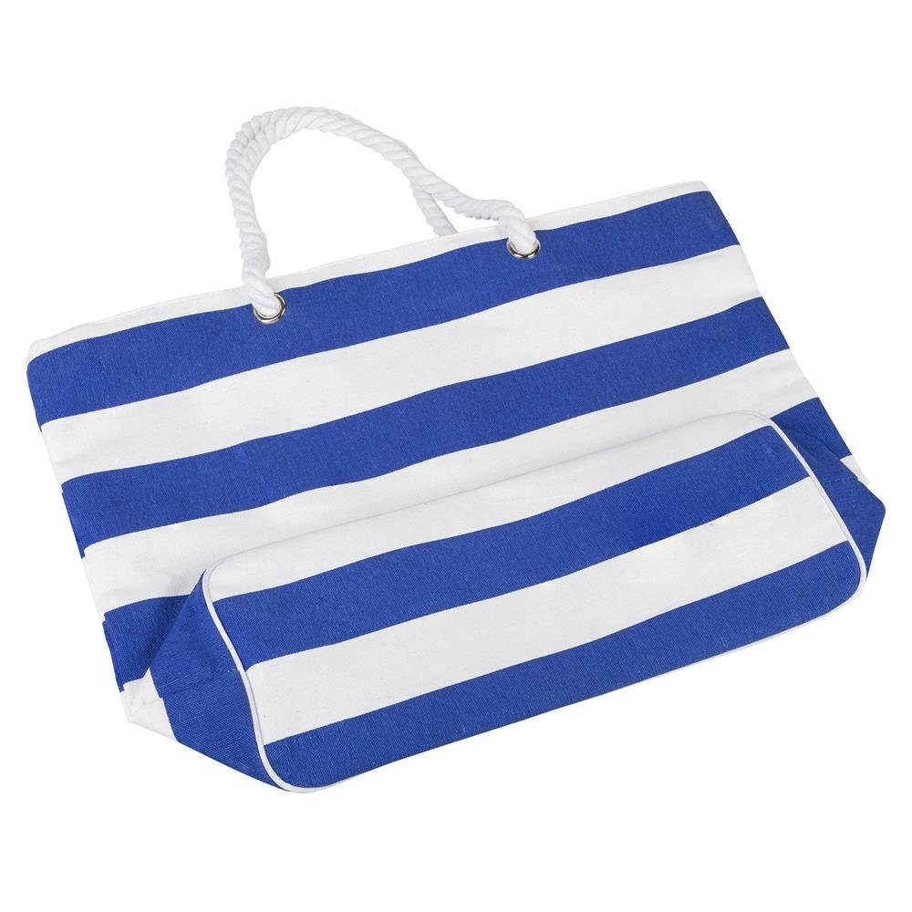 Idena Strandtasche 30232, Maritimes Design Blau Weiß Tragetasche mit ...