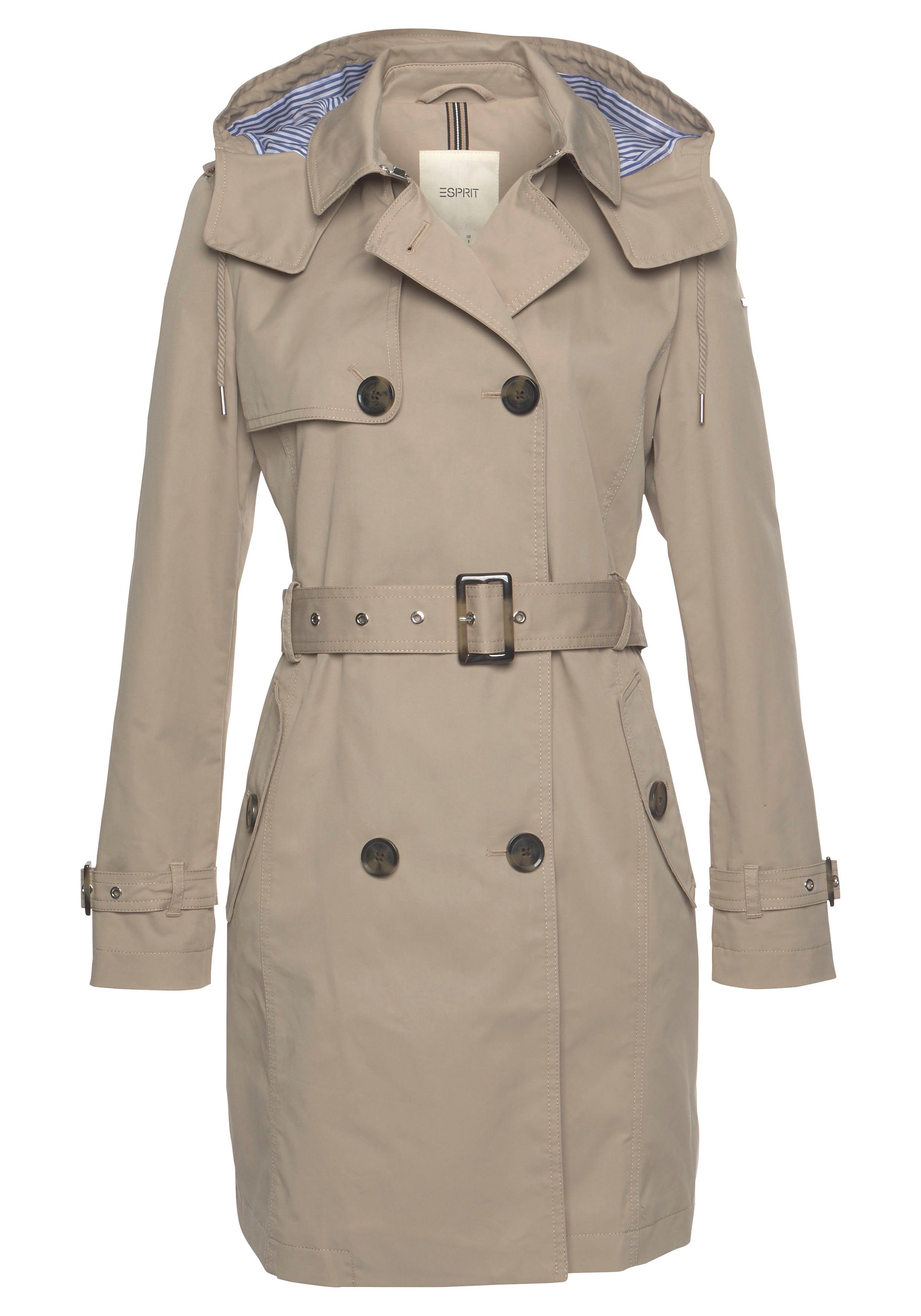 Esprit Trenchcoat Mit Abnehmbarem Gürtel Mit Großer Abnehmbarer