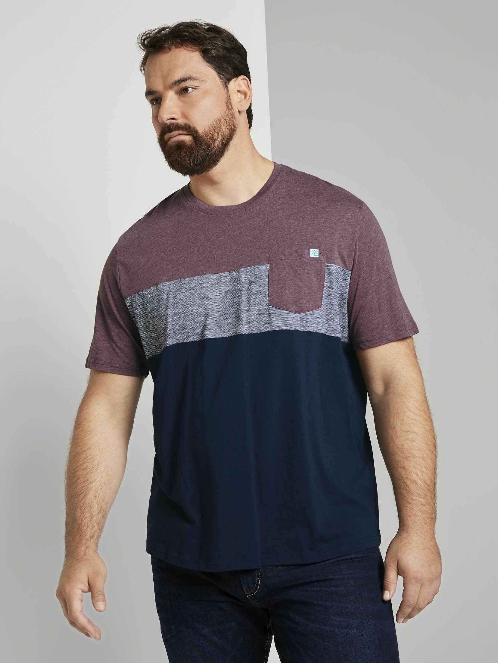 Tom Tailor Plus T Shirt Blockstreifen T Shirt Mit Brusttasche
