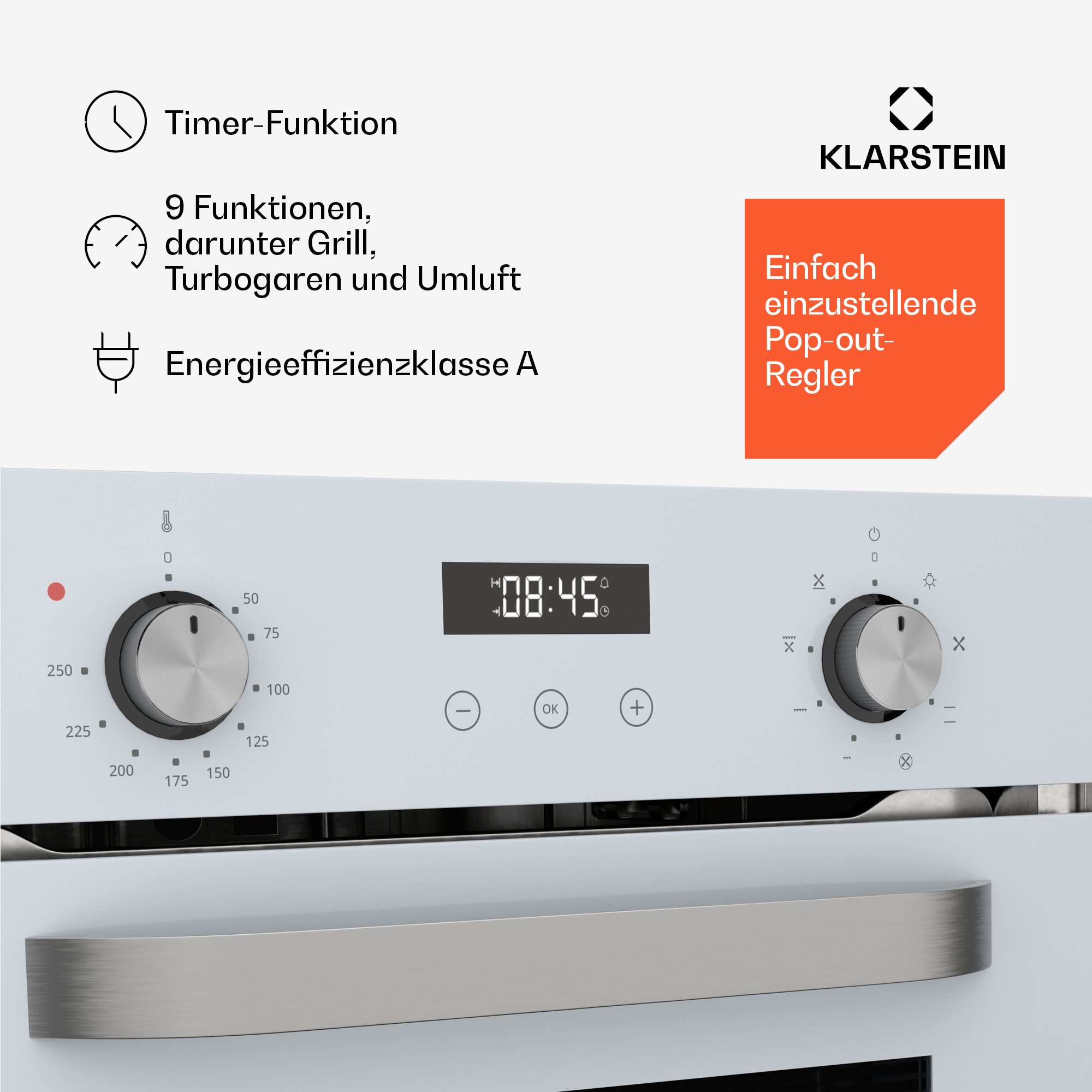 Klarstein Backofen SmartSlim Backofen Slim Design, mit Verchromte ...