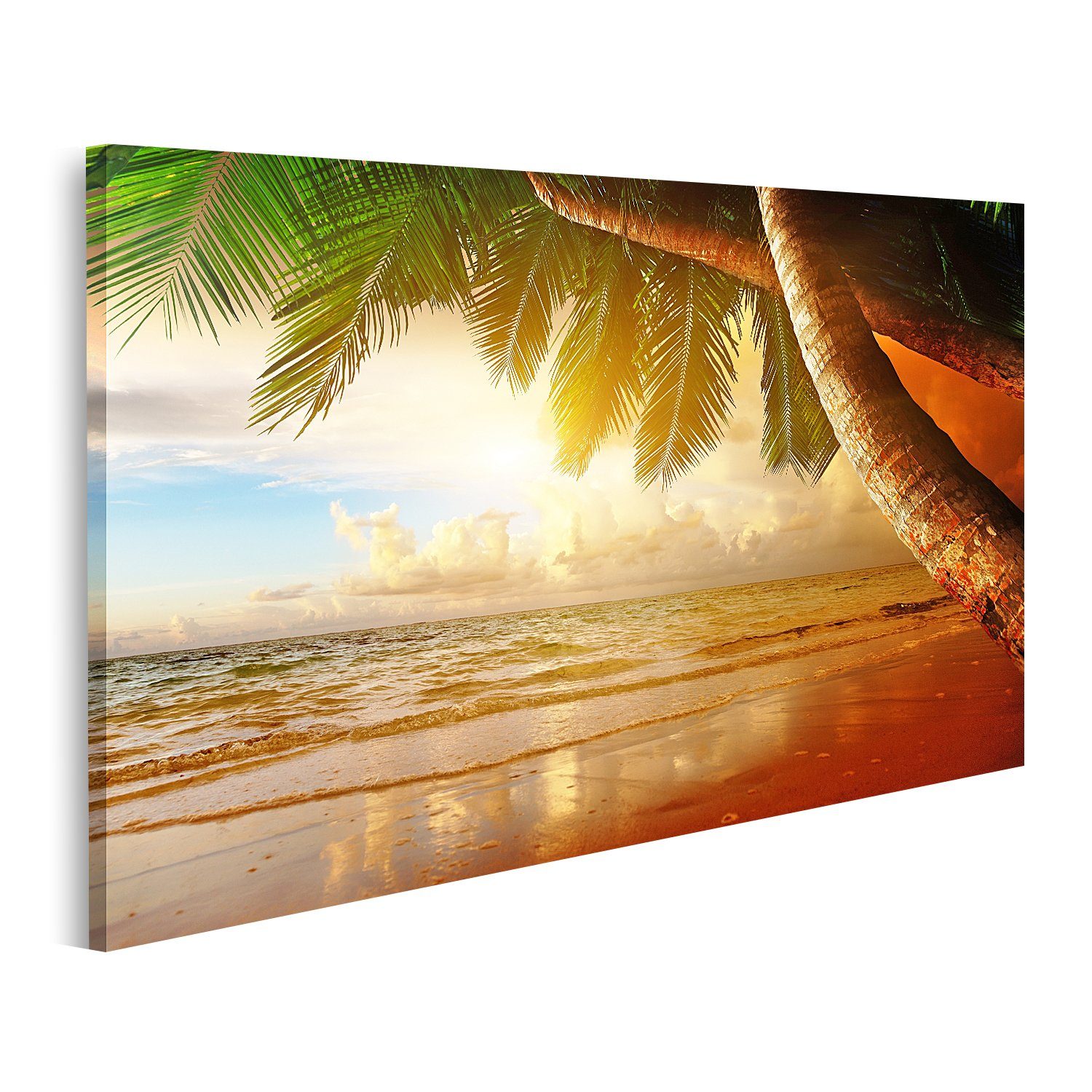 islandburner Leinwandbild Bild auf Leinwand Sonnenaufgang Am Strand Der Karibik 100x57cm 1-teil