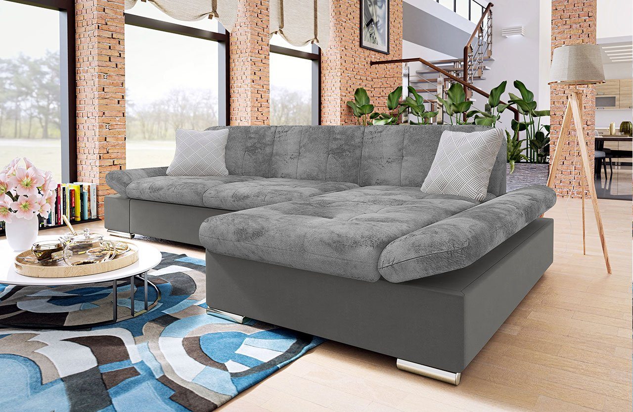 MIRJAN24 Ecksofa Montana Premium, mit Regulierbare Armlehnen Design ...
