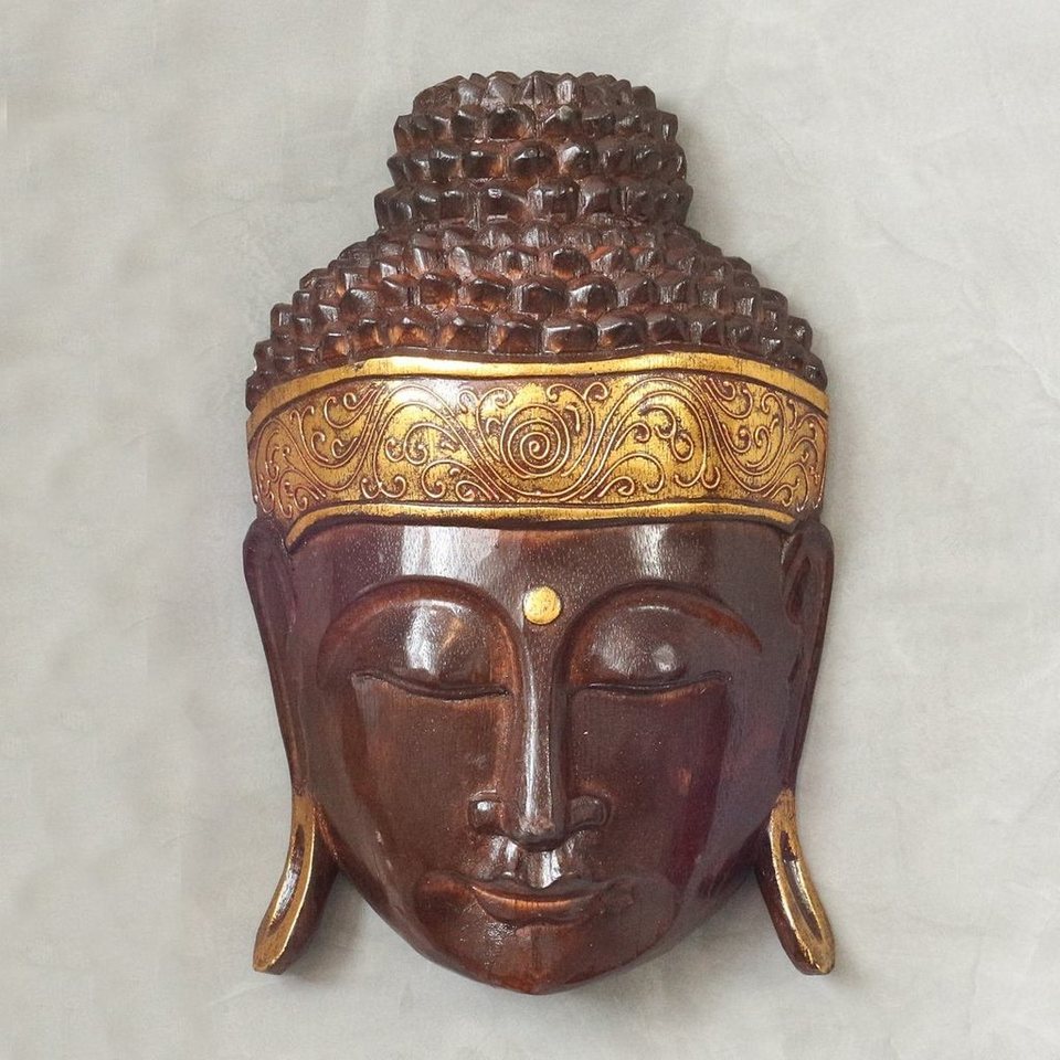 Oriental Galerie Dekofigur Buddha Maske Wandmaske In Dunkelbraun Mit
