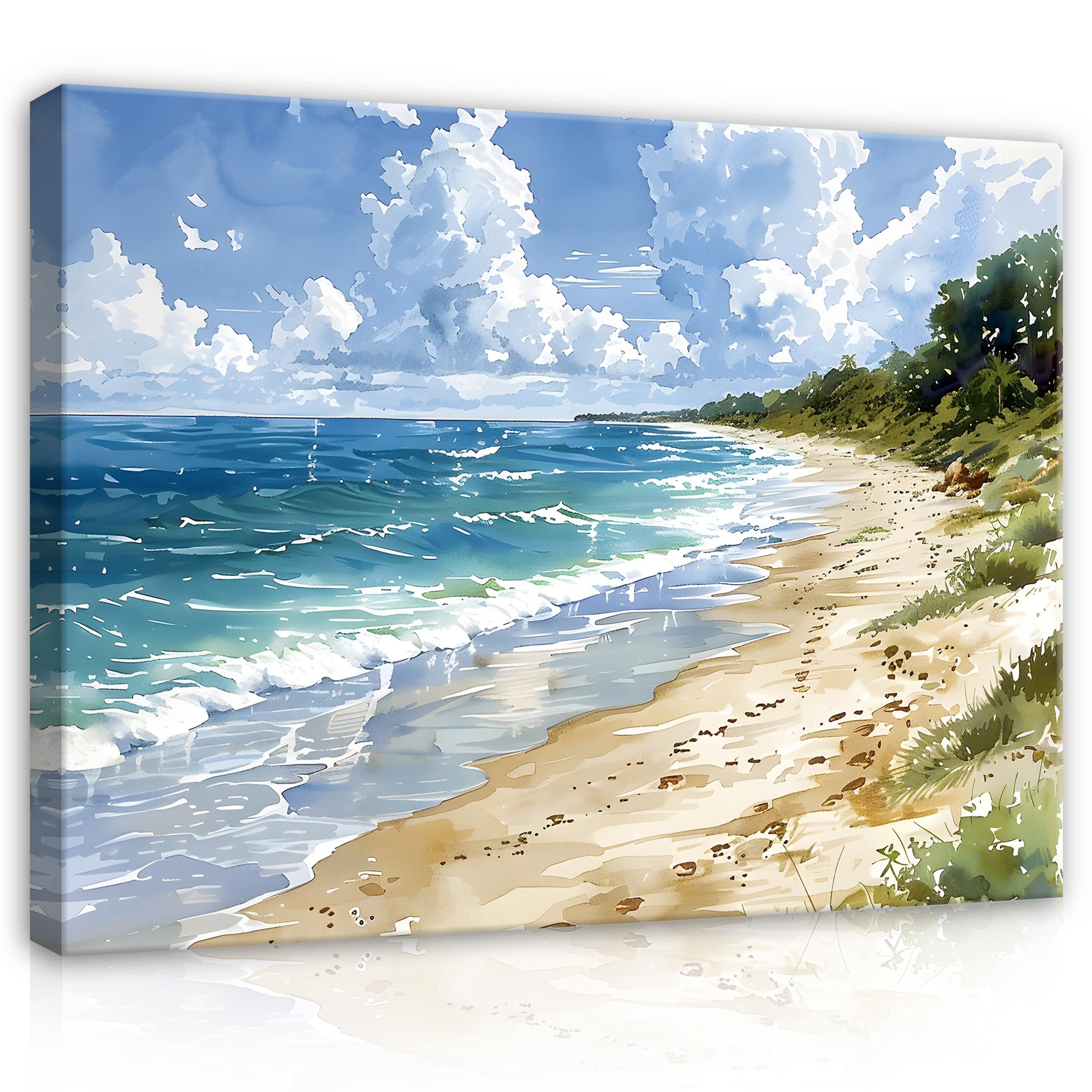 Wallarena Leinwandbild Meer Strand Natur Landschaft Wand Deko XXL Bilder Wandbilder Modern ...
