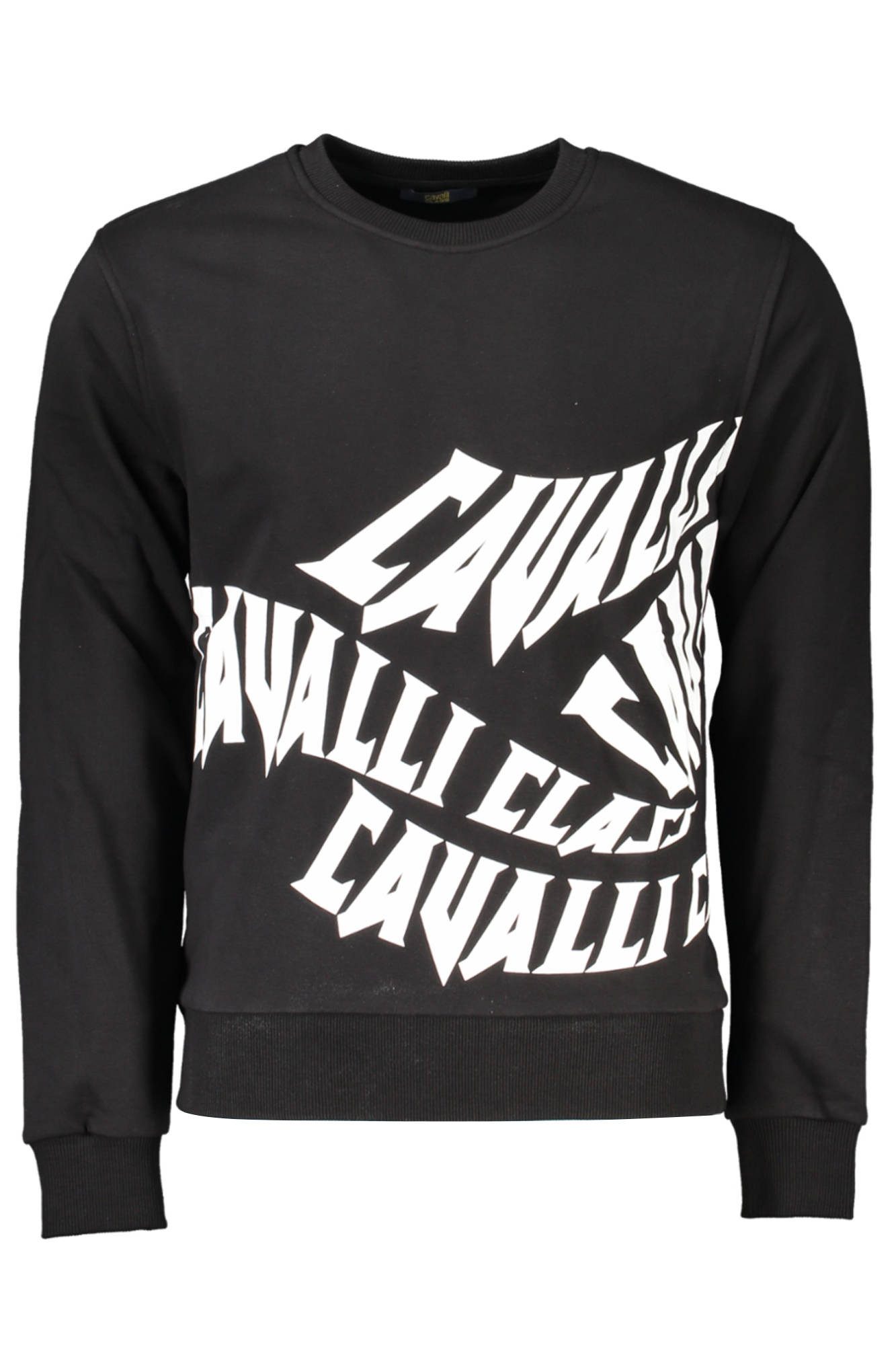 Cavalli Class Sweatshirt Herren Sweatshirt Schwarz: Langarm, Rundhals
