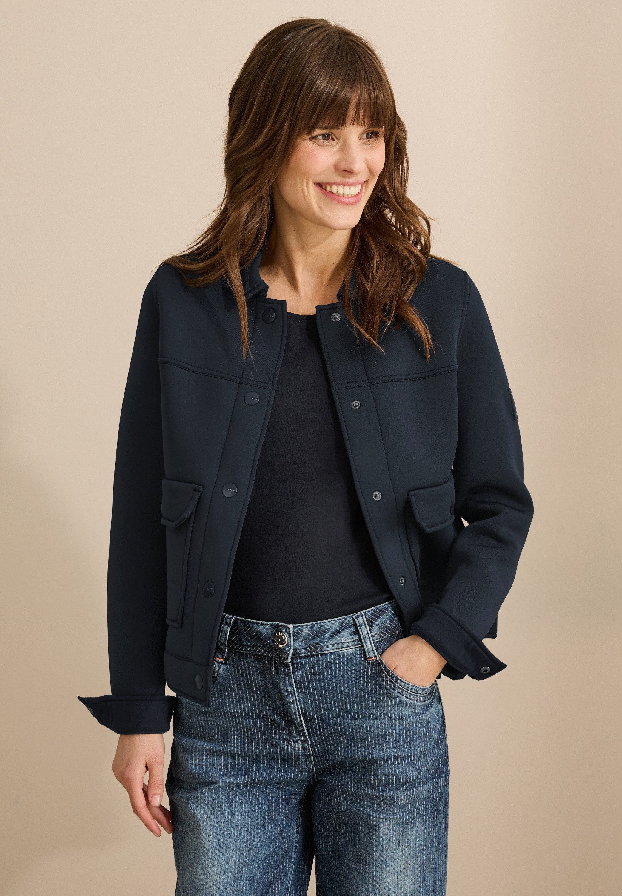 CECIL Kurzjacke aus elastischem Materialmix, Materialmix mit Stretchanteil