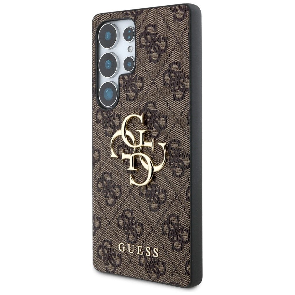 Guess Handyhülle Galaxy S25 Ultra Kunstleder braun Logo goldfarben ...
