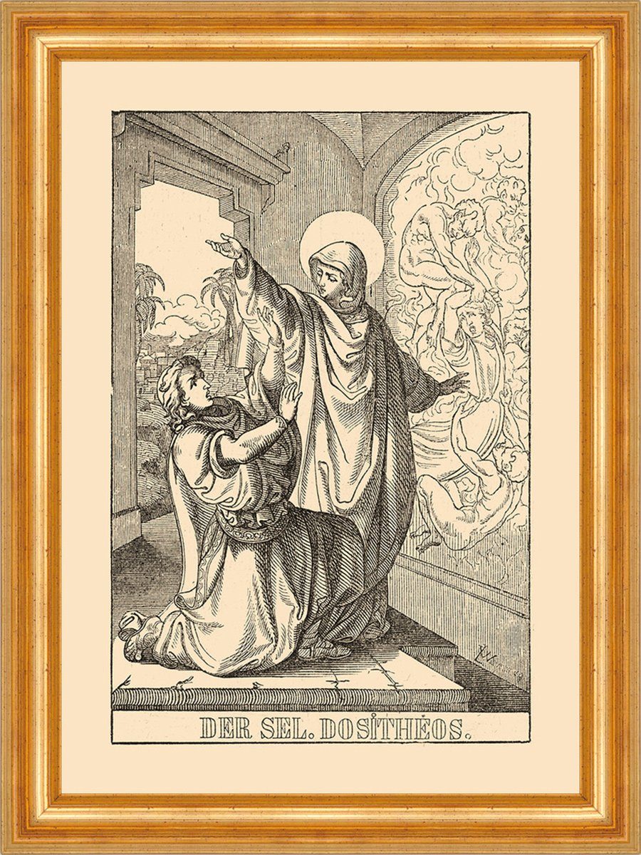 Kunstdruck Der heilige Dositheos Tiflis Märtyrer Holzstich Sankt A4 1006 Gerahmt, (1 St)