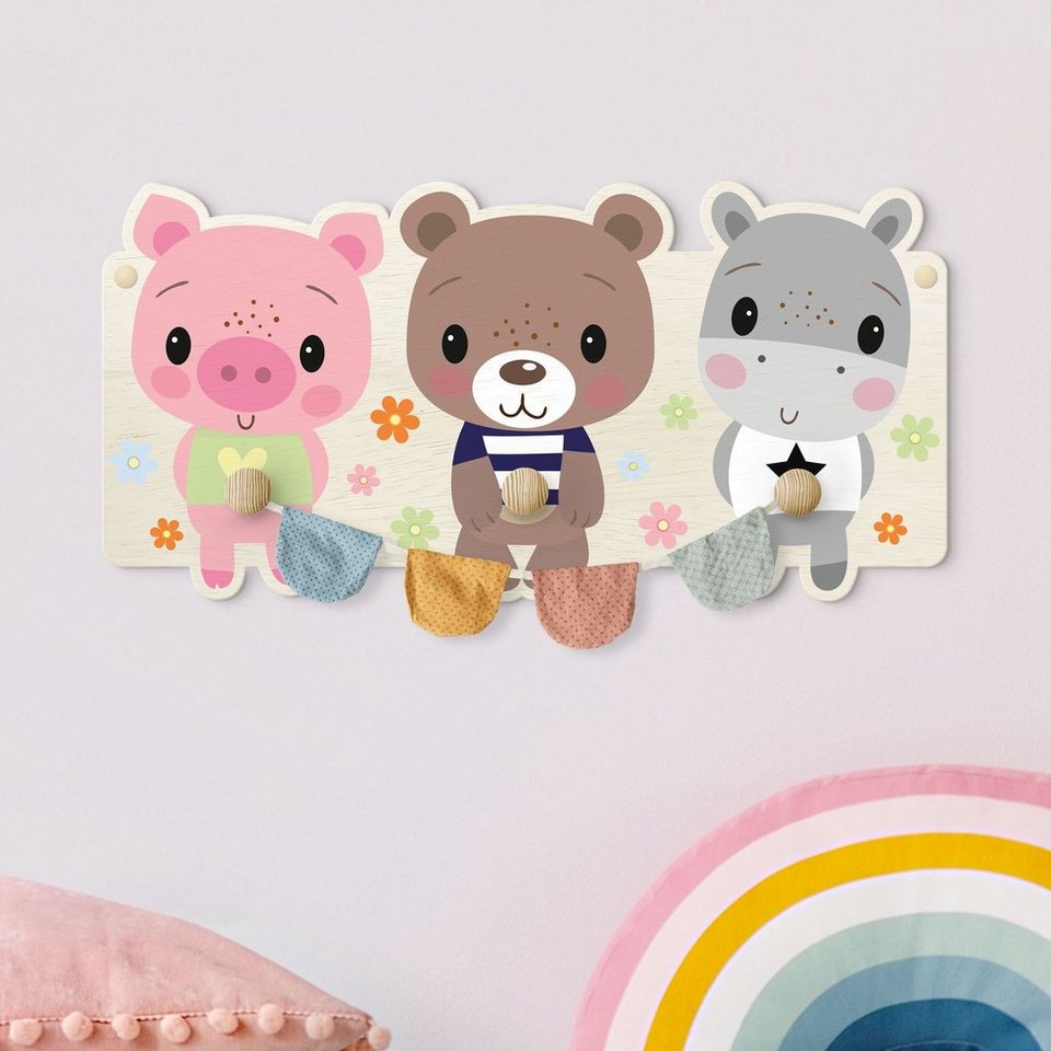 Bilderdepot24 Garderobenpaneel Bunt Illustration Tiere Waldtiere