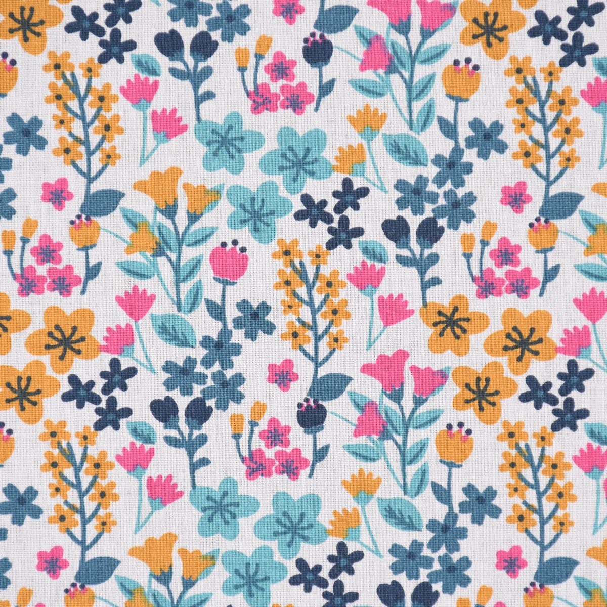 SchÖner Leben Stoff Baumwollstoff Milly Blumen Sträucher Weiß Pink