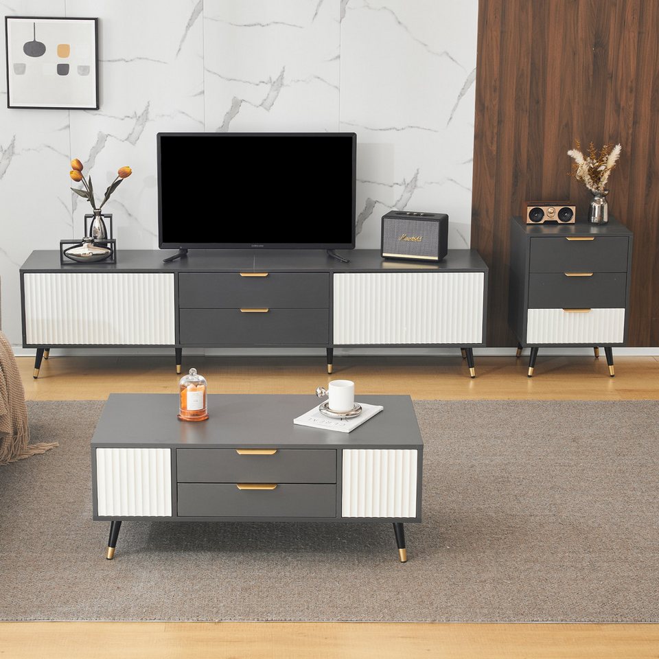 Okwish Wohnwand Wohnzimmerset Tv Ständer Beistelltisch Und Couchtisch