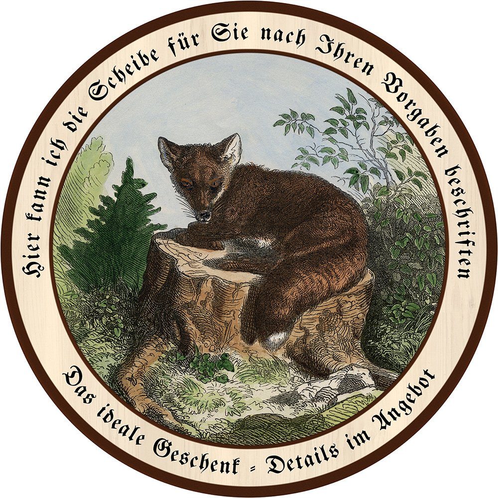 Kunstdruck Die Rast des Fuchses Strauch Jagd Schützenscheibe 55cm Wunschtext 088, (1 St)