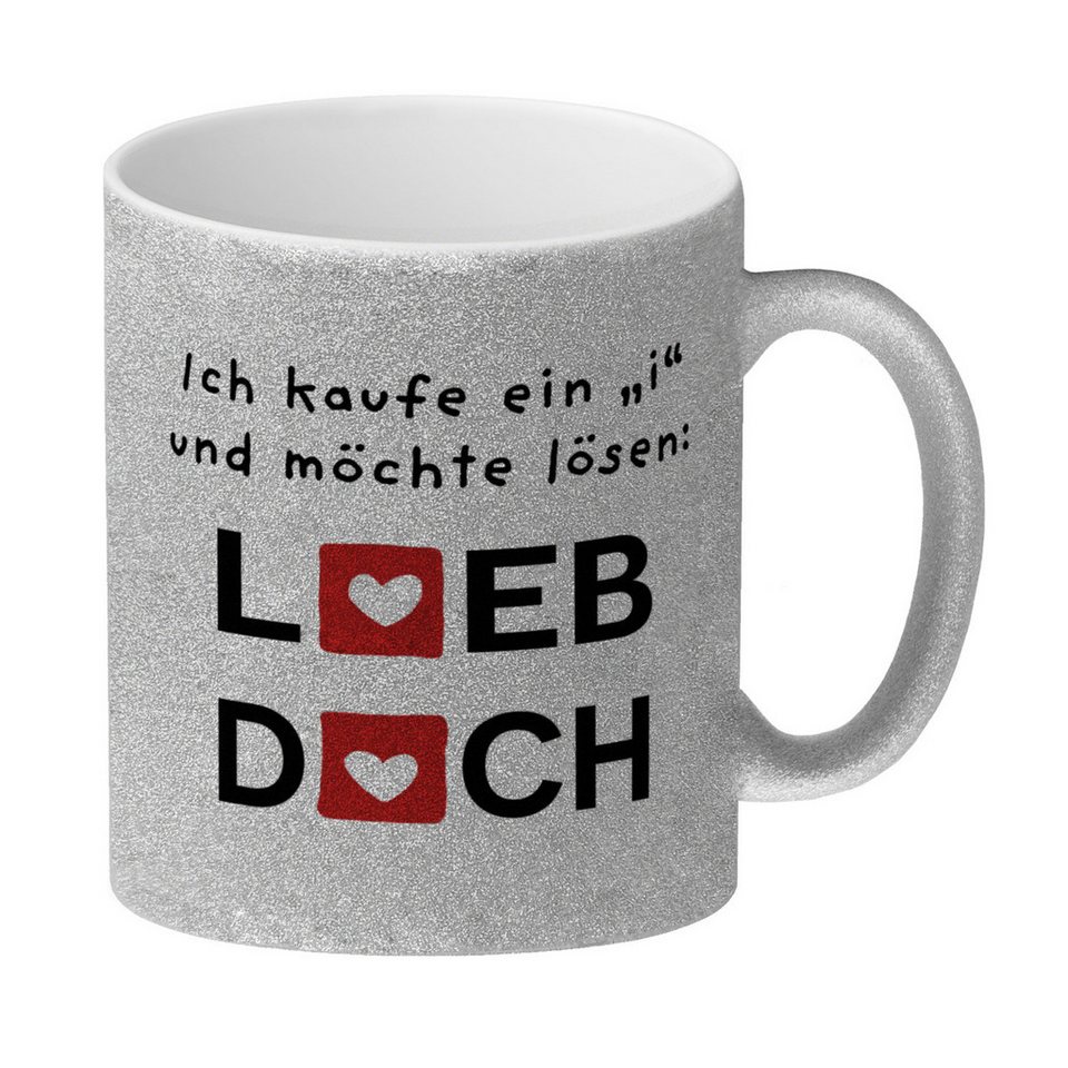 Speecheese Tasse Lieb Dich Glitzer Kaffeebecher Mit Lustigem Spruch Und