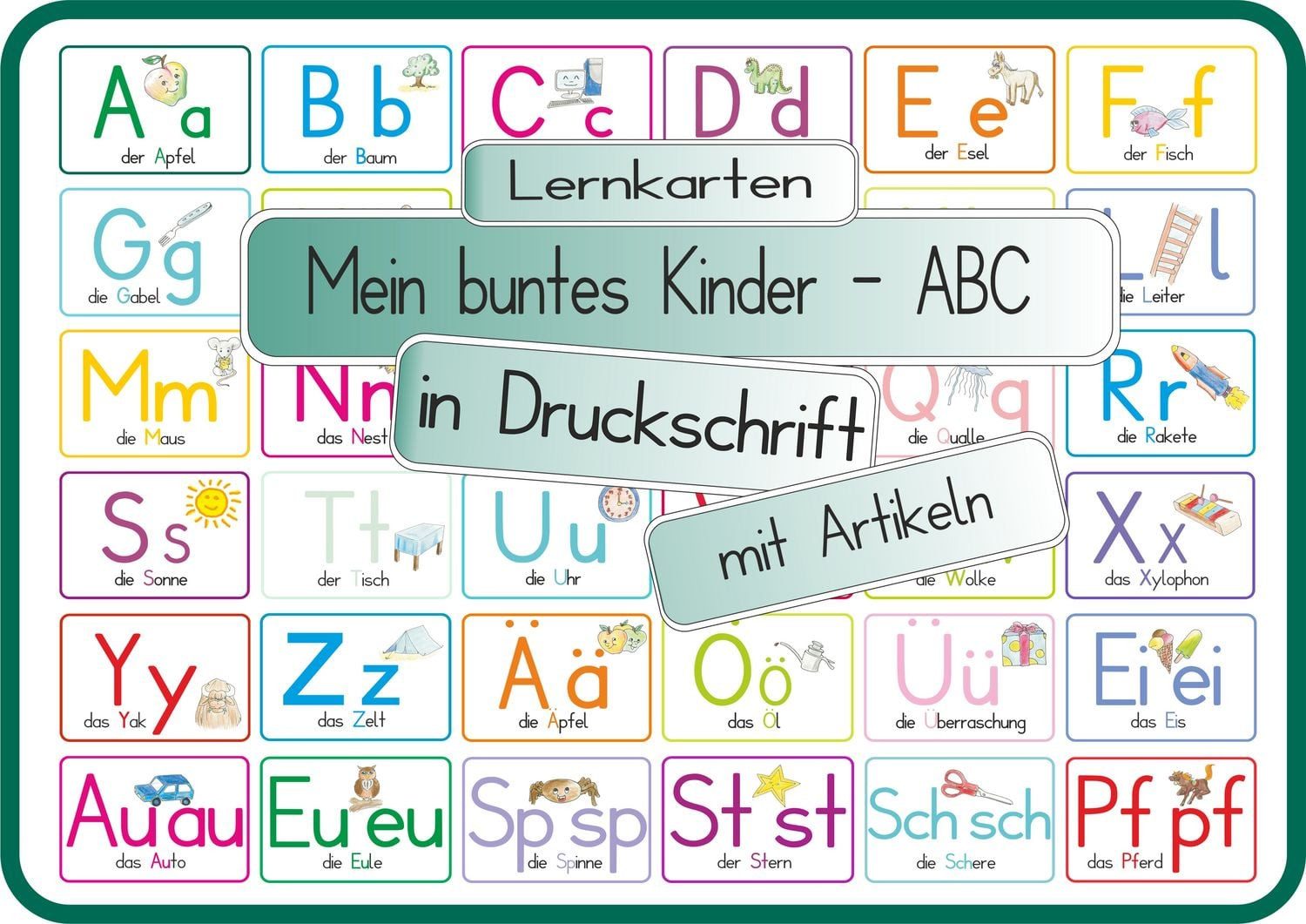 Mein Tafel-ABC in Grundschrift mit Artikeln Lernposter DINA4 laminiert ...