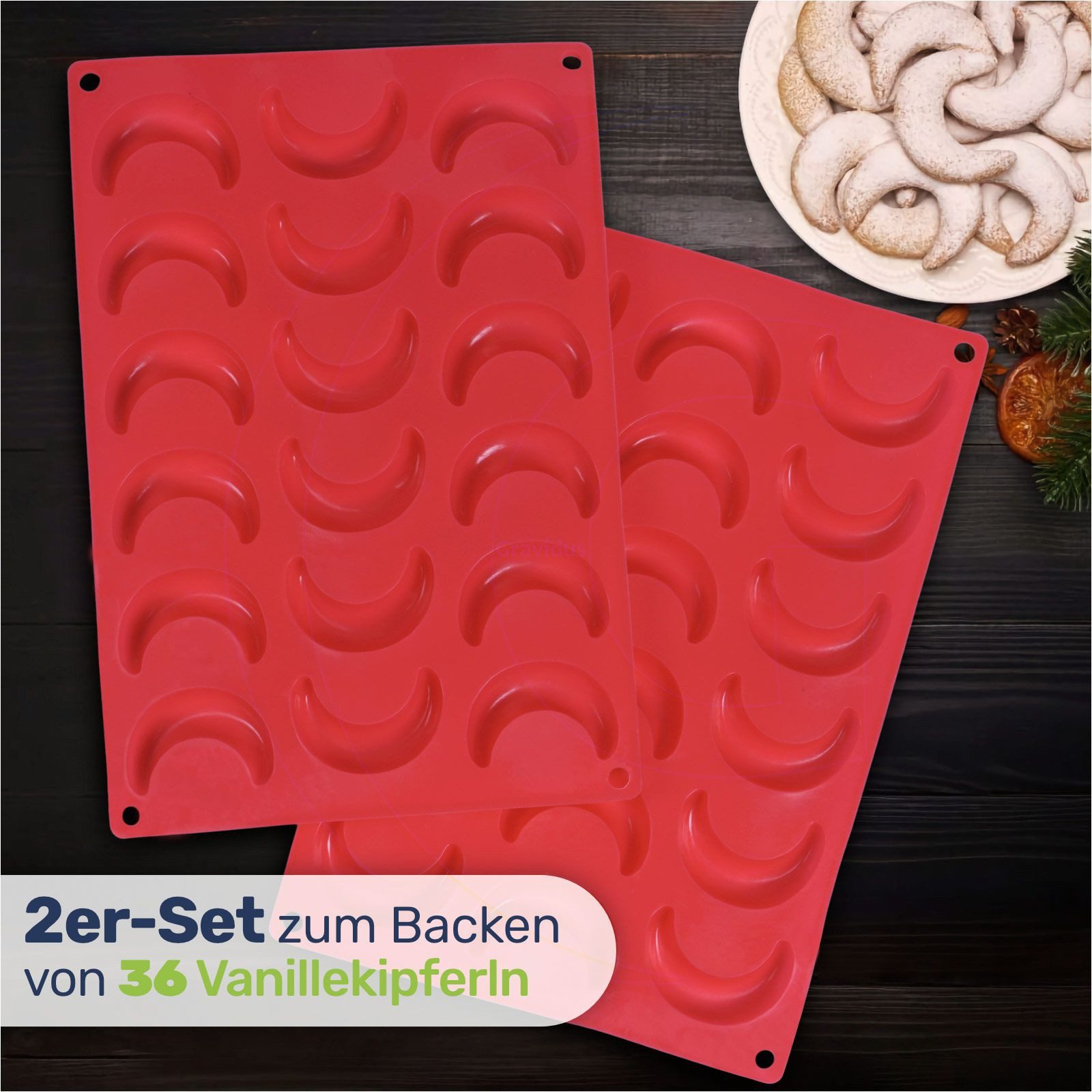 Gravidus Backform Praktisches 2er Set Silikon Backformen Für Vanillekipferl