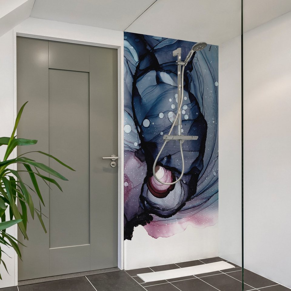 Bilderdepot24 Badrückwand Muster Blau Duschrückwand Ohne Bohren Dusche