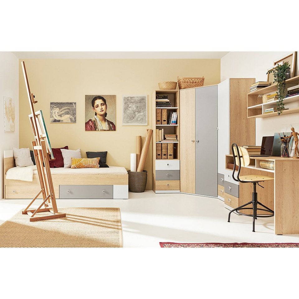 Lomadox Jugendzimmer Set Pineto 133 Sparset 6 Tlg Eiche Nb Weiß