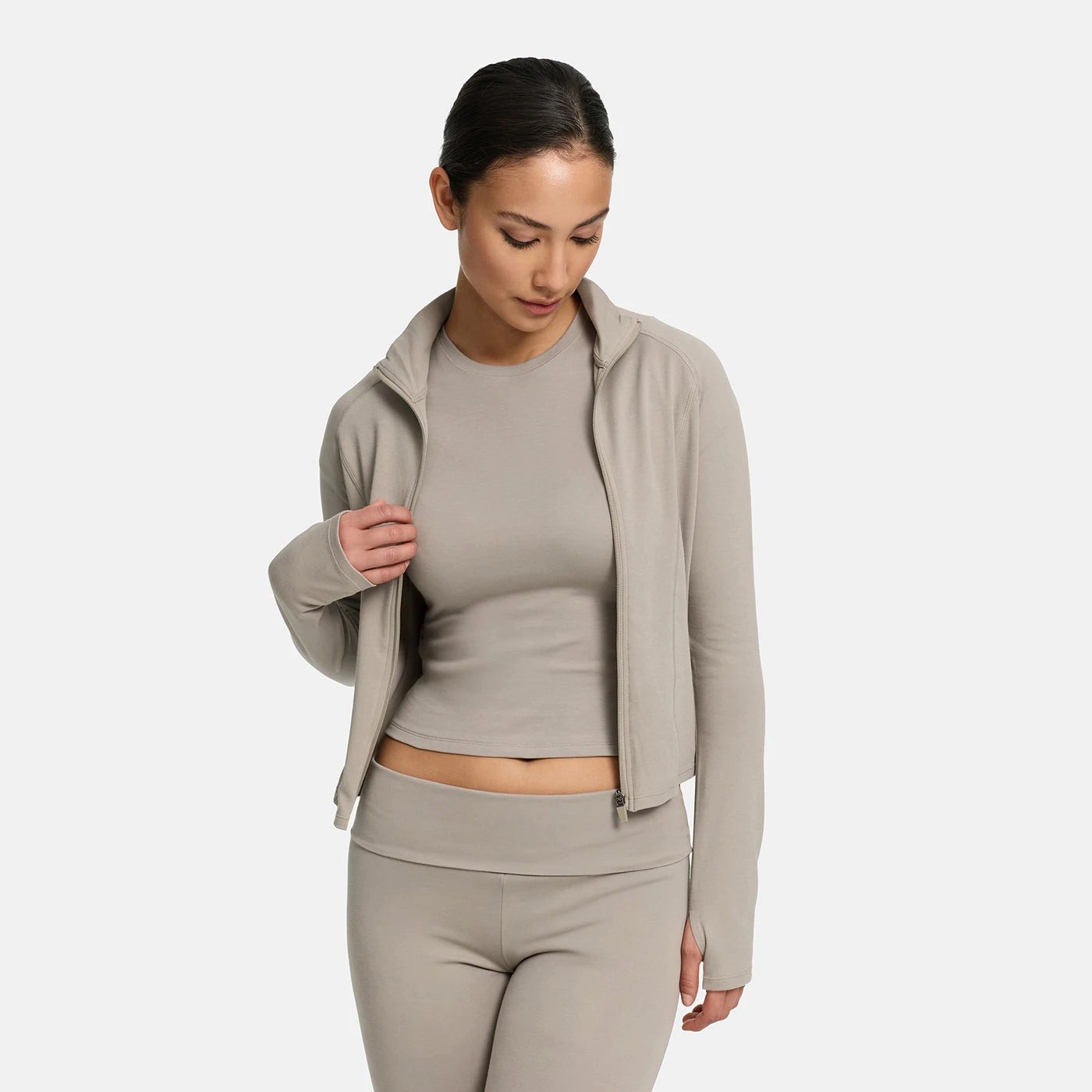 Creamy Fabrics Hausanzug Cotton Body Fitted Zipper Jacke-Schwarz-3XL (1 ...