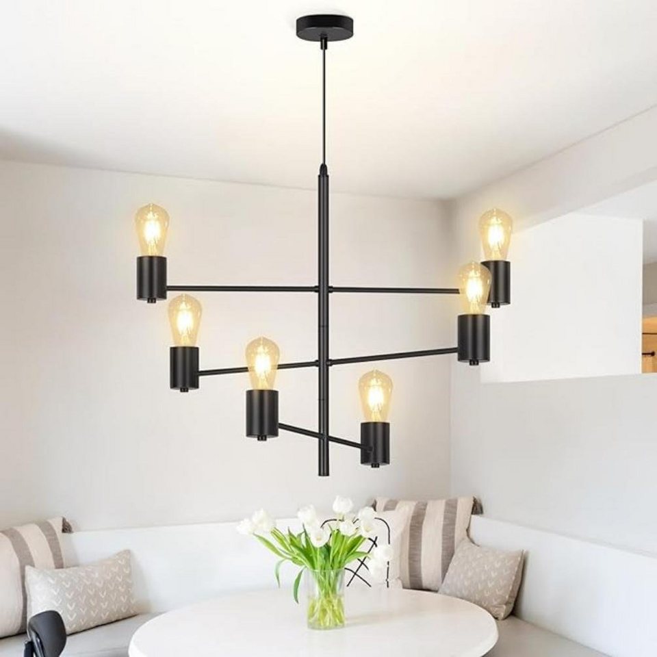 Nettlife Pendelleuchte Esszimmer Schwarz Hängelampe 6 Flammig E27