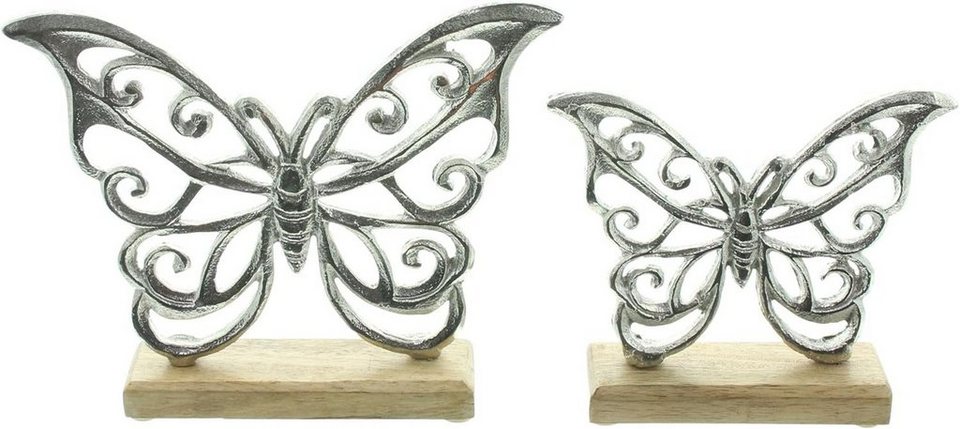 Dekoleidenschaft Dekofigur Schmetterling Silber Aus Aluminium Guss Im