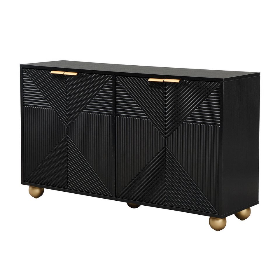 Ulife Kommode Sideboard Mit Vier Geformten Türen Verstellbaren