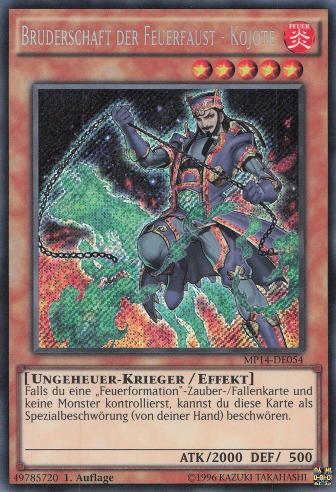 Recollectibles Sammelkarte Yugioh Karte Bruderschaft Der Feuerfaust