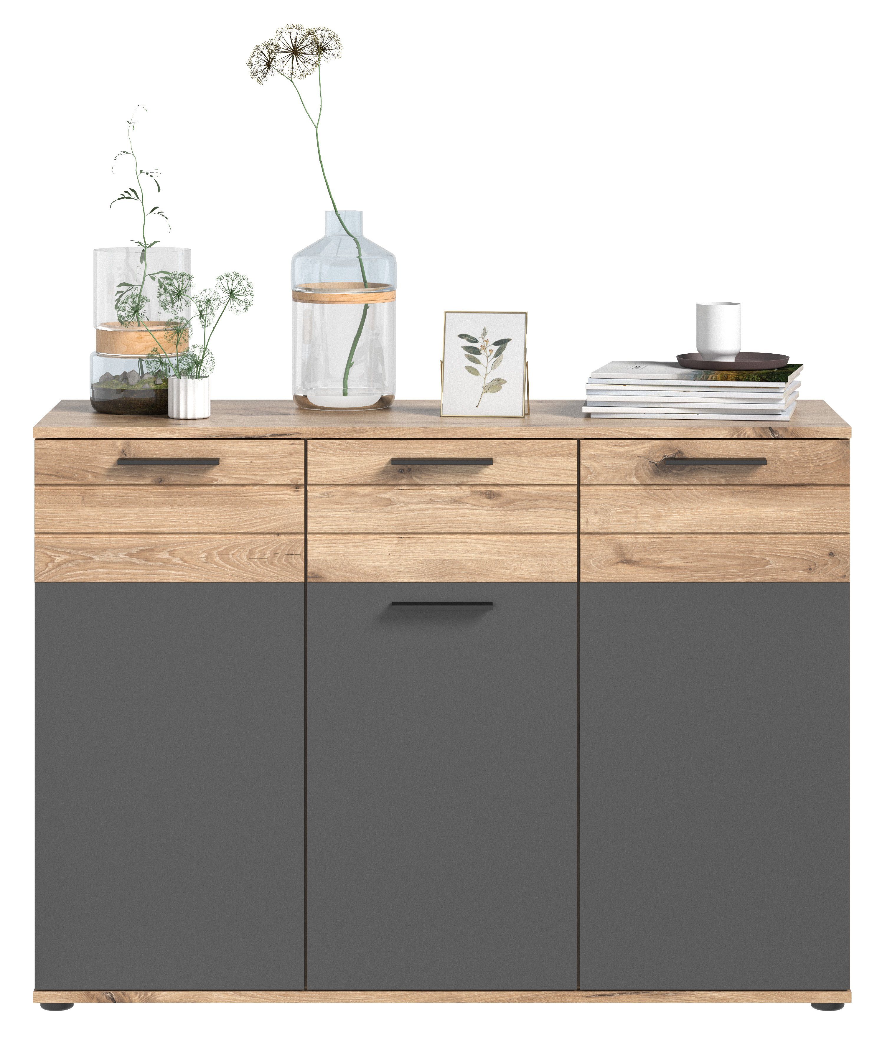 Furnling Kommode Moskau 120 X 87 X 40 Cm In Eichegrau Mit Softclose