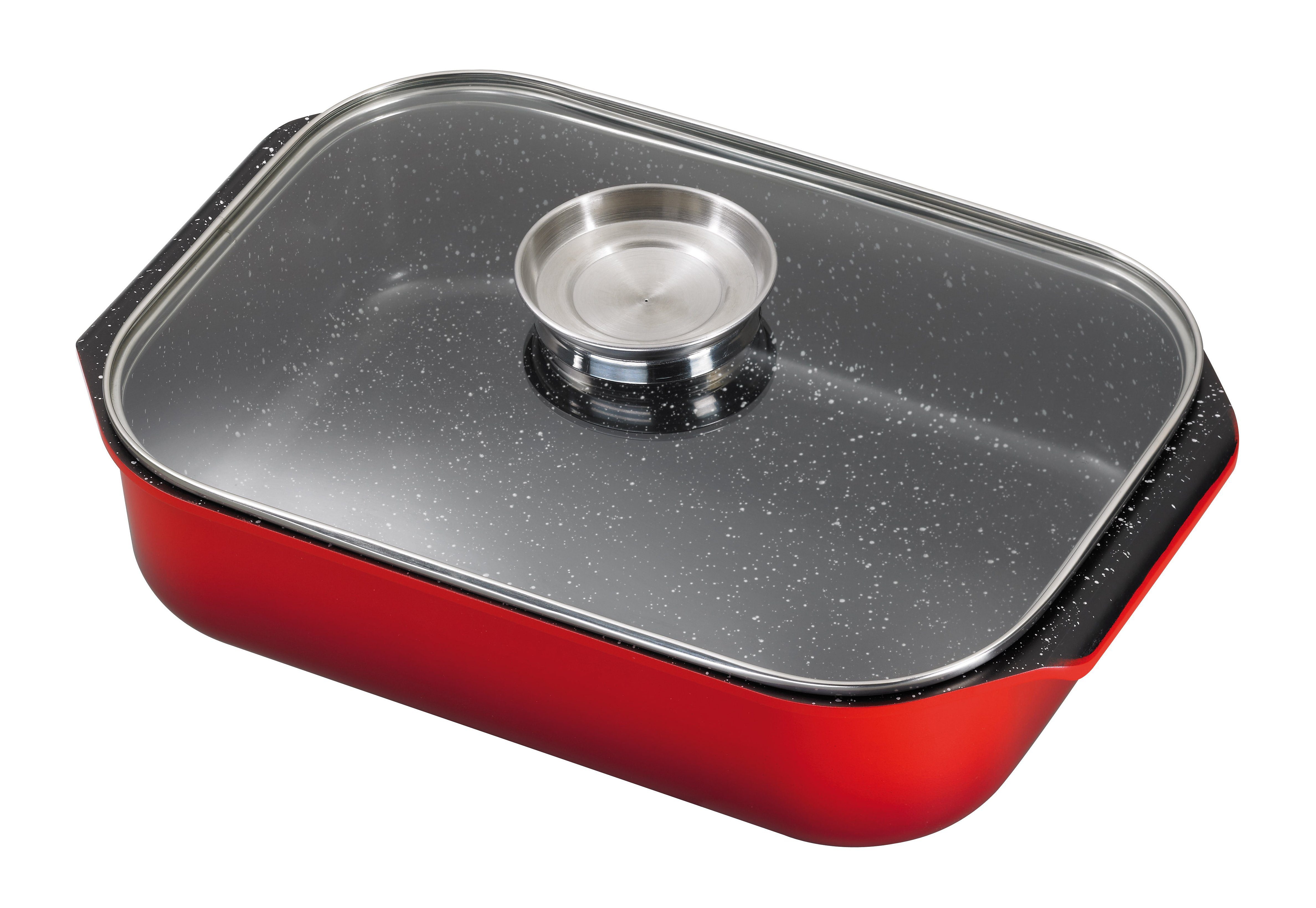 King Bräter Aluminiumguss 1 Tlg Mit Glasdeckel Und Aromaknopf Für