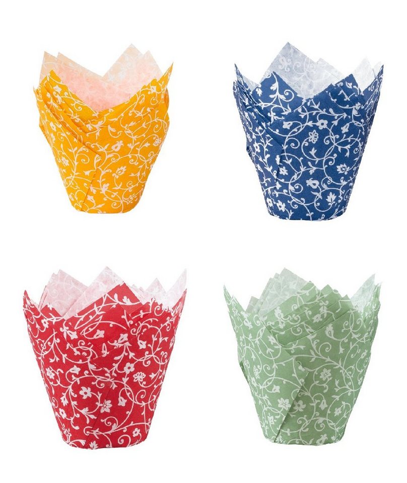 Demmler Muffinform Tulip Wraps Classico Set Mango Jade Blau Rot