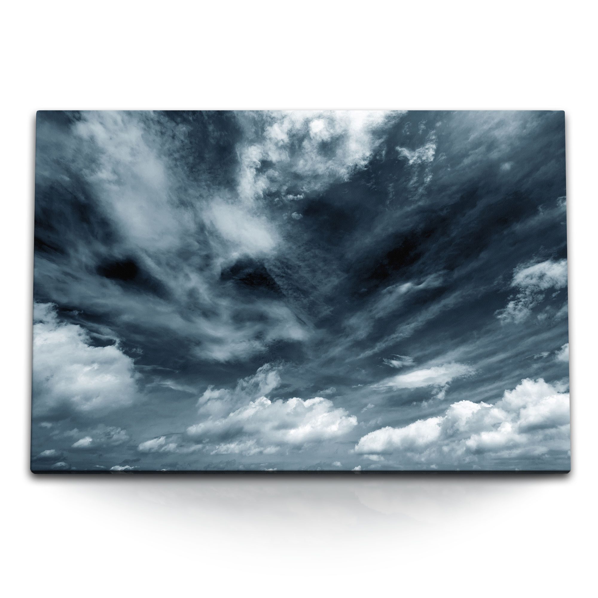 Sinus Art Leinwandbild 120x80cm Wandbild auf Leinwand Dunkle Wolken Himmel Grau Gewitter, (1 St)