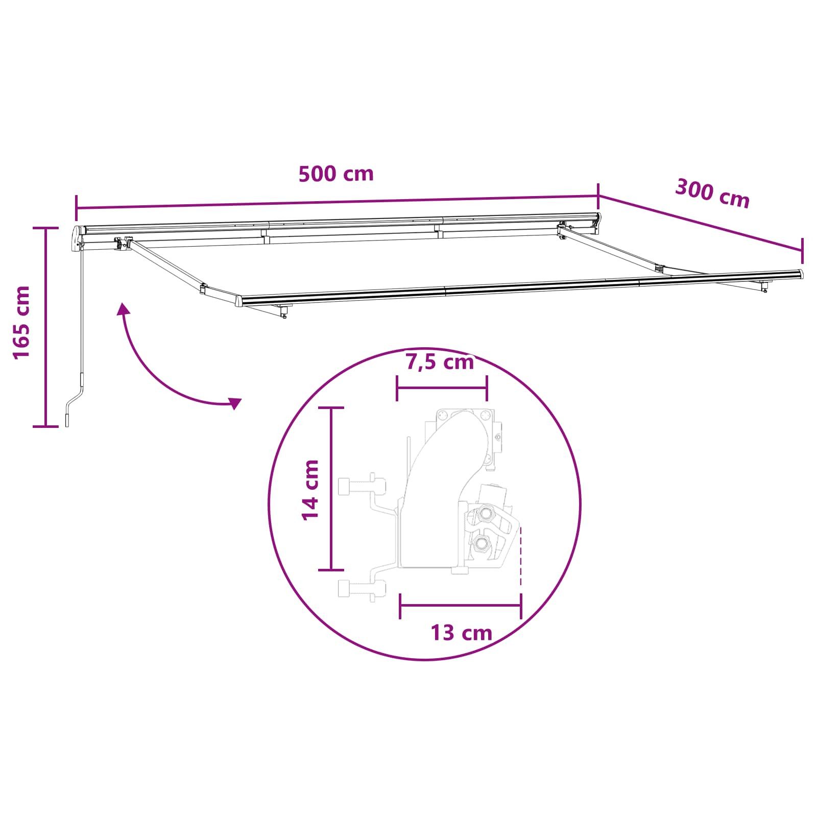 vidaXL Markise Ausziehbare Markise Sand 500 x 300 cm Polyester und ...