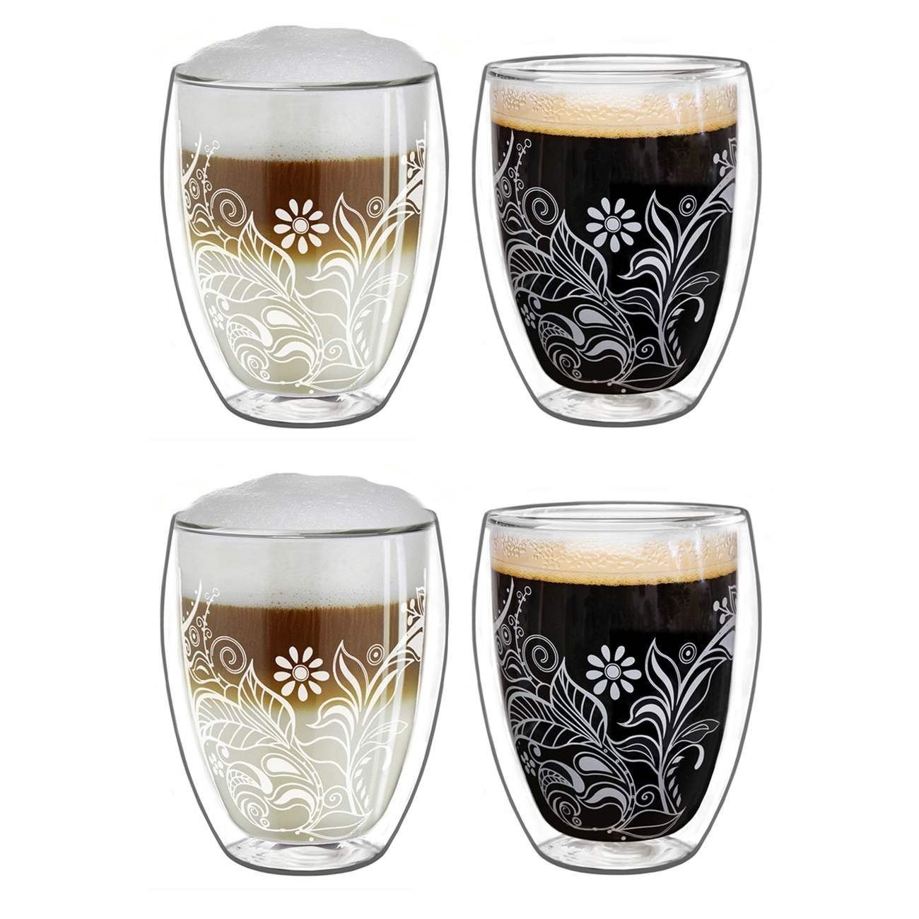 Creano Teeglas Creano Doppelwandige Gläser 250ml Flowery White