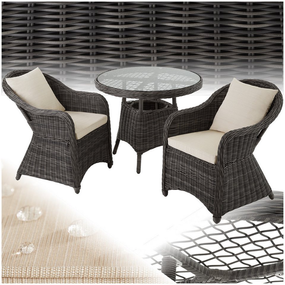 Tectake Sitzgruppe Rattan Sitzgruppe Set 3 Tlg Mit