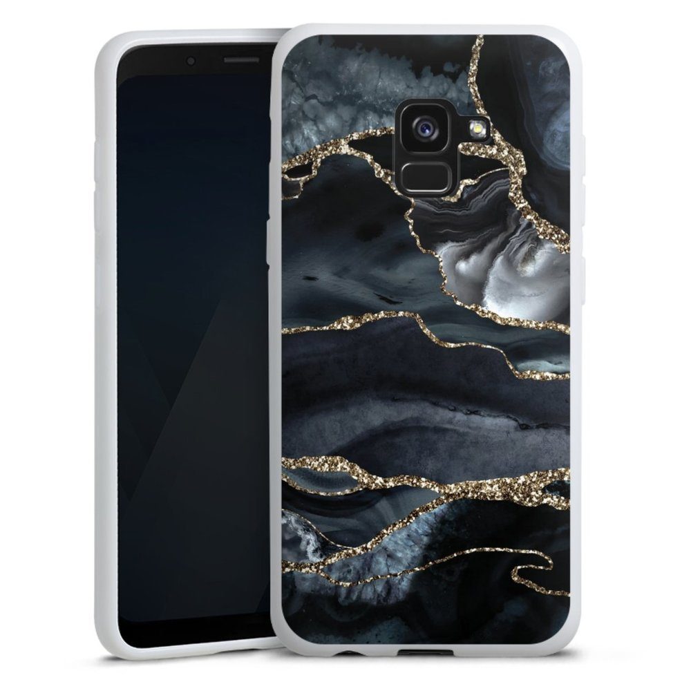 Deindesign Handyhülle Dark Marble Gold Glitter Look Samsung Galaxy A8