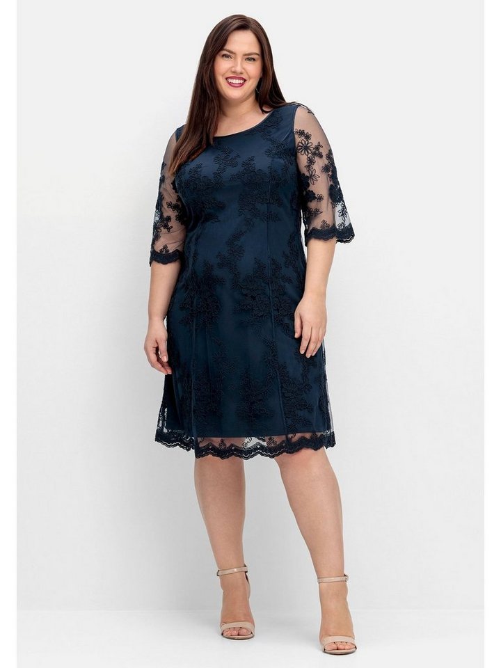 Sheego Abendkleid Große Größen aus Mesh, mit floraler Stickerei Sheego Abendkleid Große Größen aus Mesh, mit floraler Stickerei