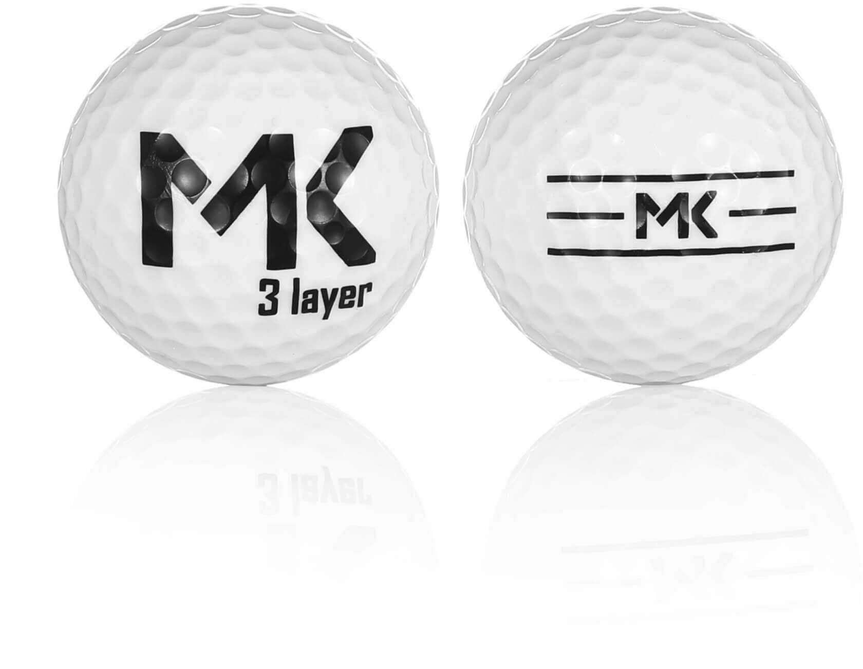 MK Golf Golfball MK Golf Golfbälle 3-Kern Long Range - 12 Stück - Weiss - 45.7 Gramm