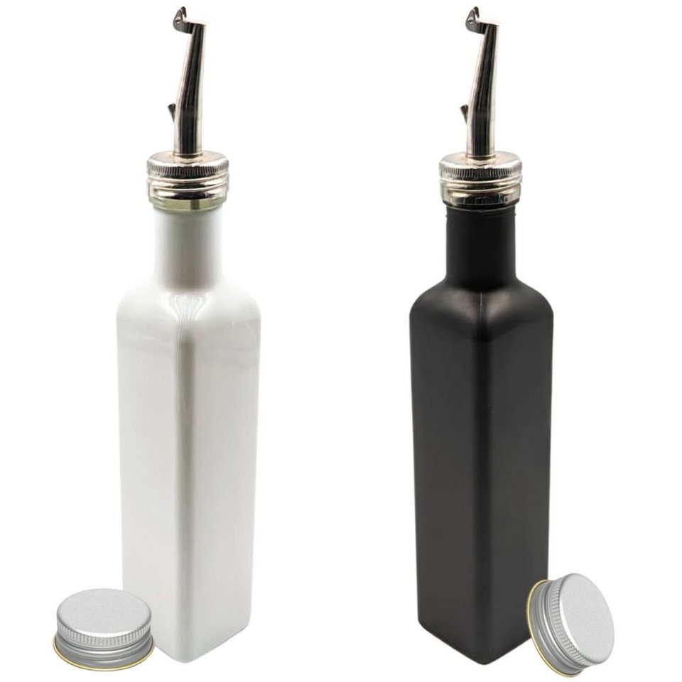 Mikken Flaschenausgießer 2er Set Ölflasche 250 Ml Glasflasche Weiß