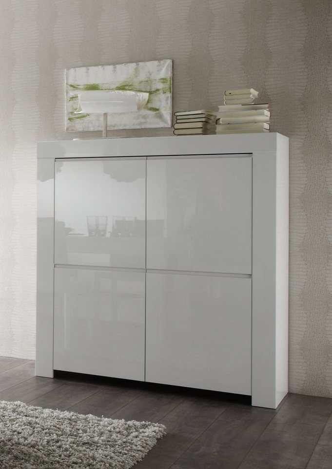 Möbelando Highboard Asti In Weiss Echt Hochglanz Lackiert Mit 4